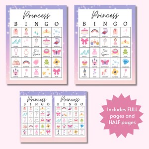 Princess Bingo Cards, Princess Birthday Party Game for Kids, Printable ...