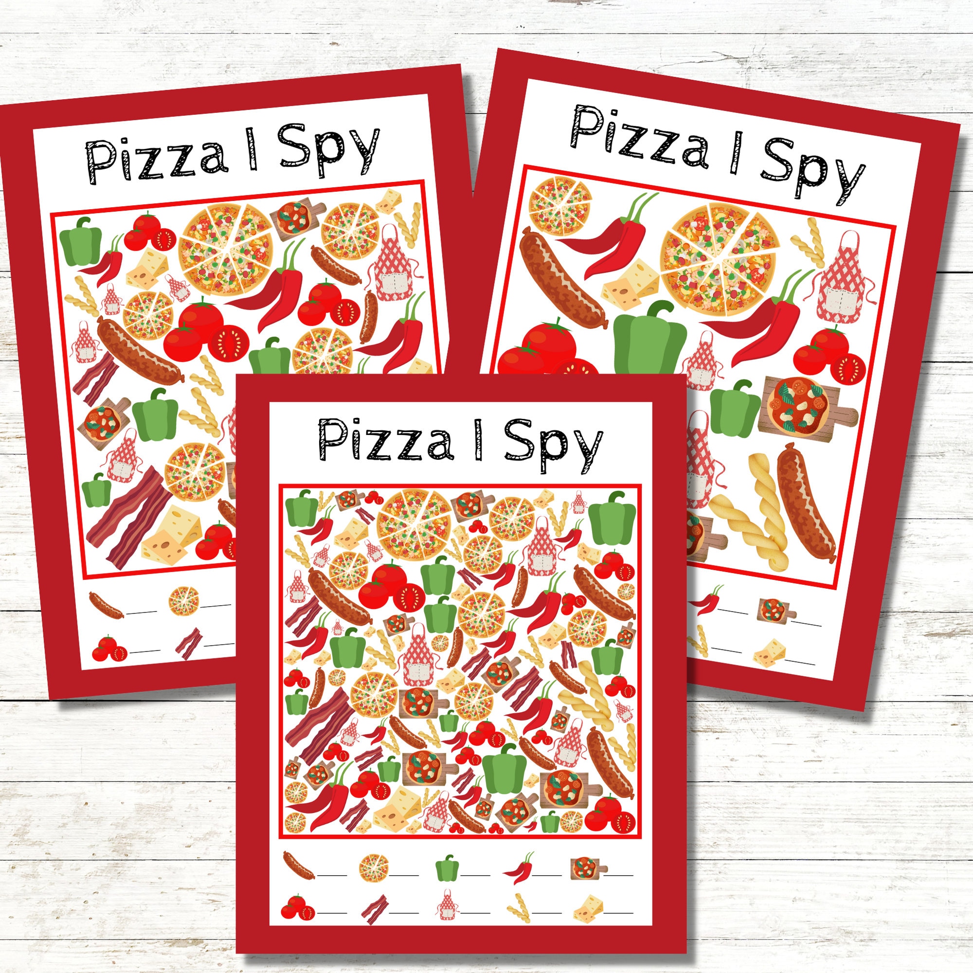 Pizza I Spy Game, Printable Pizza Party Games for Kids, Counting ...