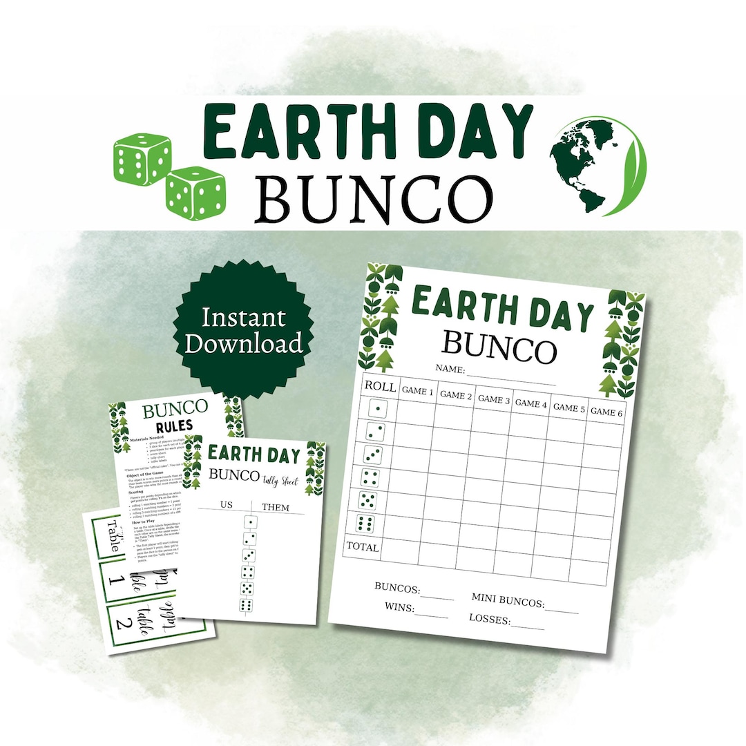 Earth Day Bunco Bundle, Printable Earth Day Party Game for Groups ...
