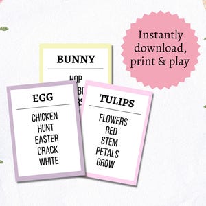 Easter Taboo Cards, Printable Easter Party Game for Kids, Teens, and ...