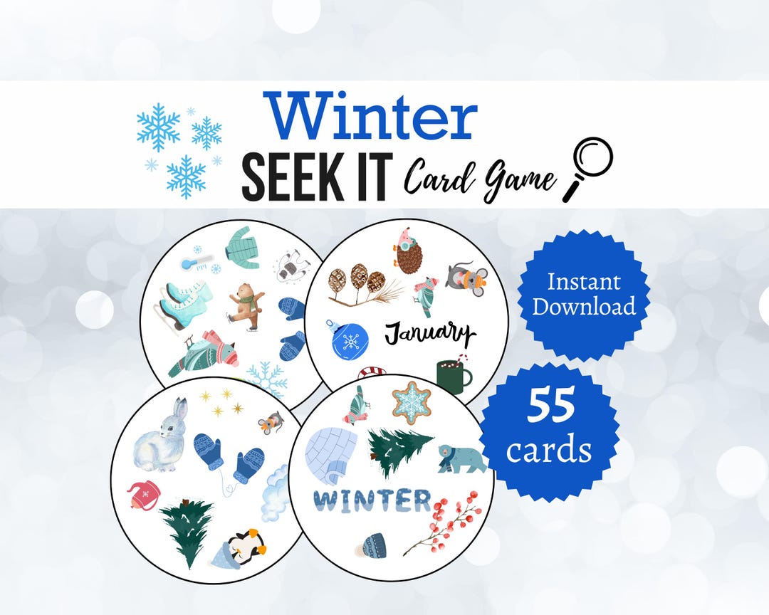 Winter Seek It Card Game, Printable Winter Party Game for Kids, Teens ...