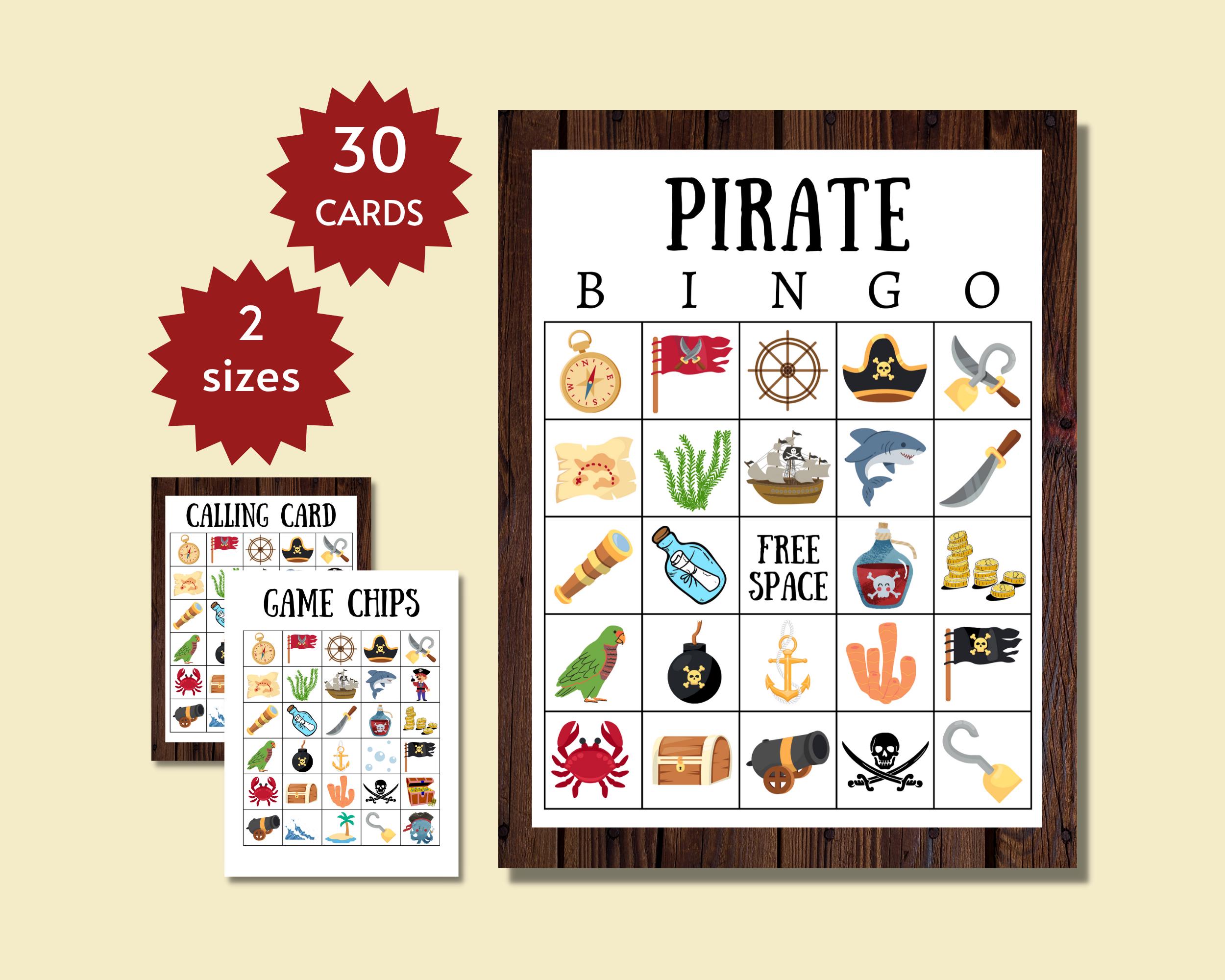 Pirate Bingo Cards, Printable Pirate-themed Birthday Party Game for ...