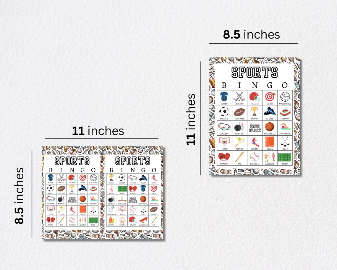 Sports Bingo Cards, Printable Athlete Party Game for Kids, Teens, and ...