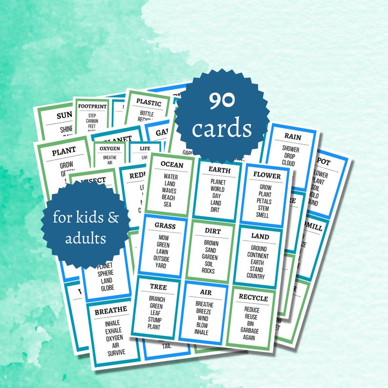 Earth Day Taboo Card Game, Printable Earth Day Party Game for Kids ...