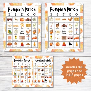 Pumpkin Patch Bingo Cards, Printable Fall Party Game for Kids, Teens ...