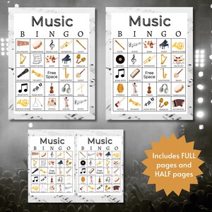 Music Bingo Cards, Instrument Learning Game, Printable Musical Party ...