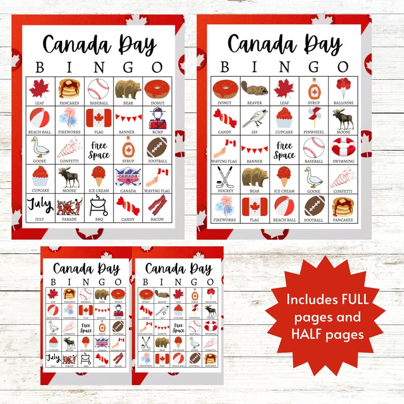 Canada Day Bingo, Printable Canada Party Game for Kids, Teens, and ...