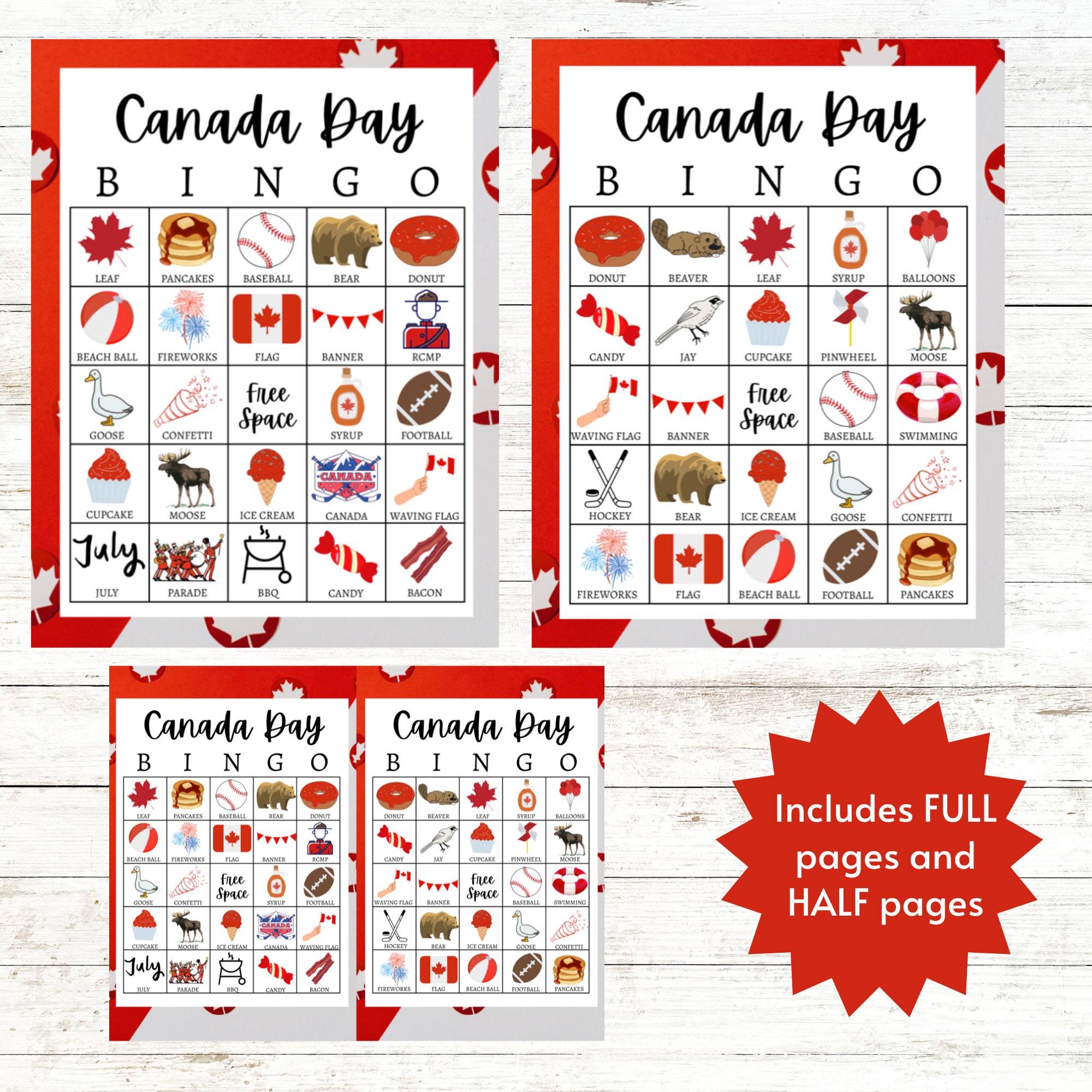 Canada Day Bingo, Printable Canada Party Game for Kids, Teens, and ...
