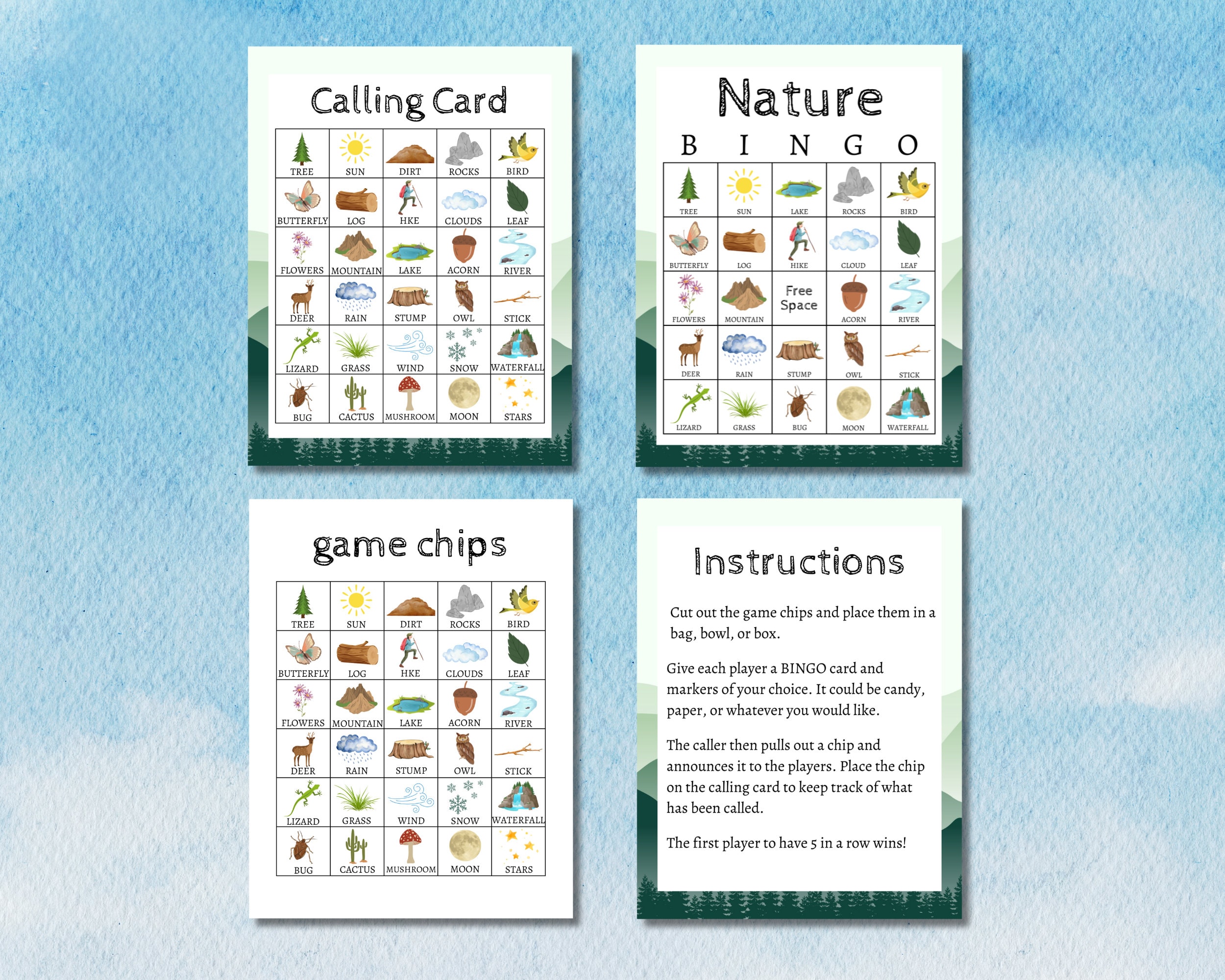 Nature Bingo Cards, Printable Outdoor Activity, Camping Game for Kids ...