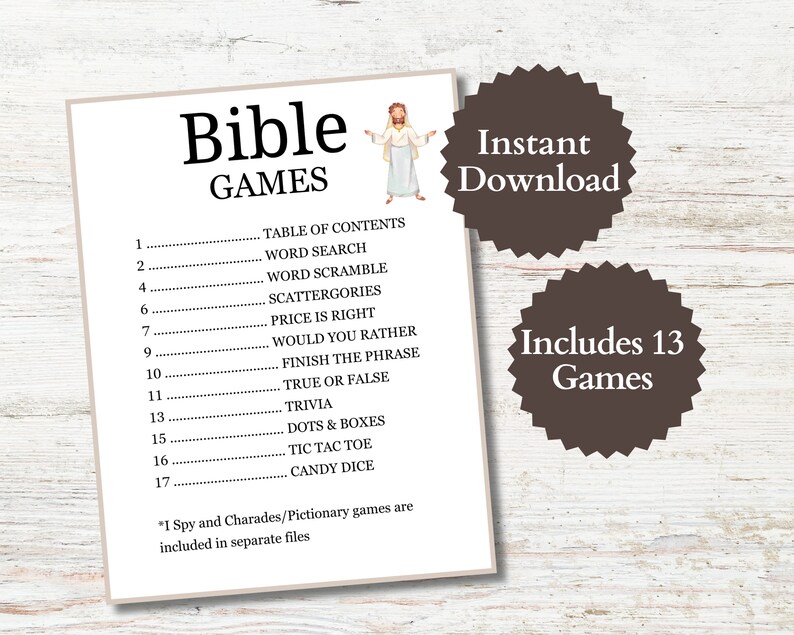 Bible Games Bundle, Printable Bible-themed Activity Party Games for ...