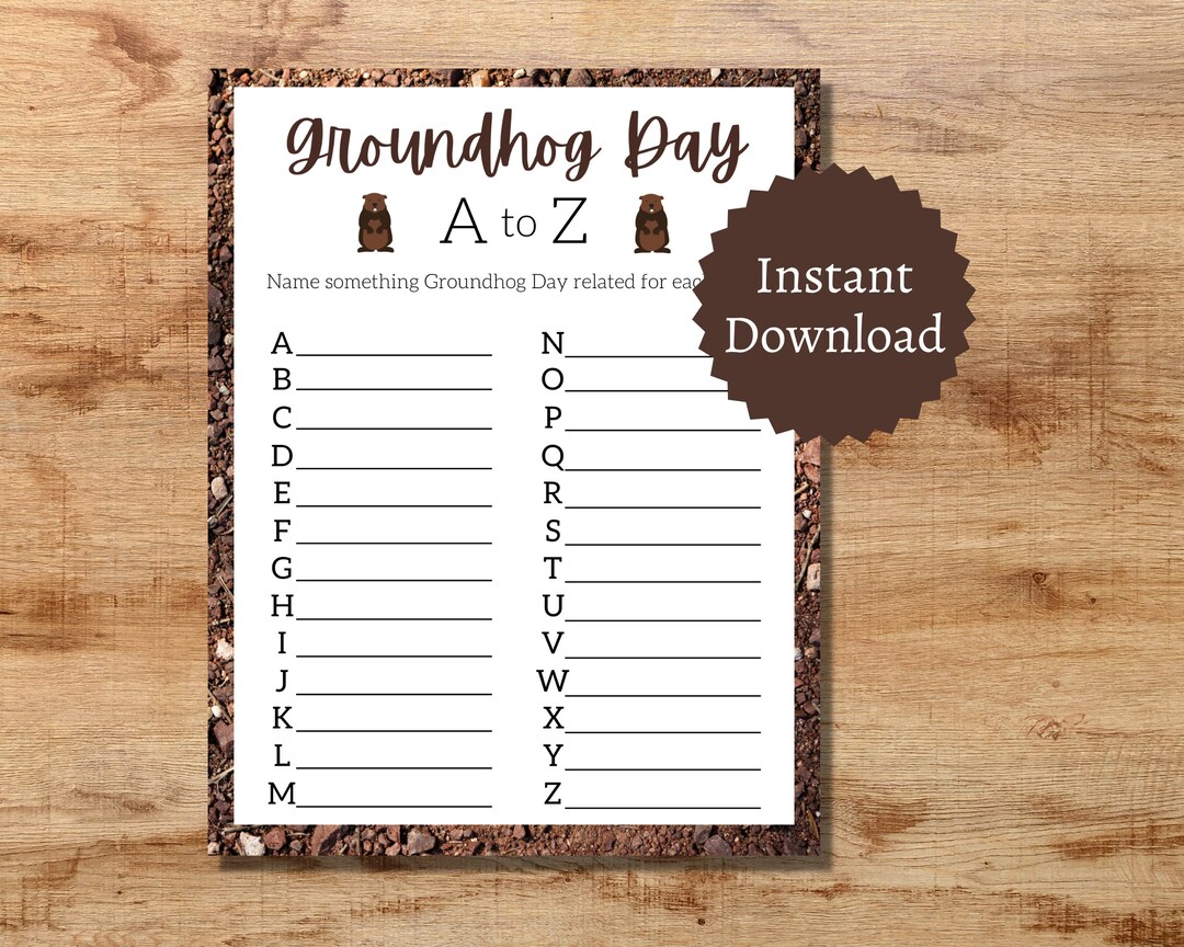 Groundhog Day Party Game, Groundhog Day A-Z Game, Printable Alphabet ...
