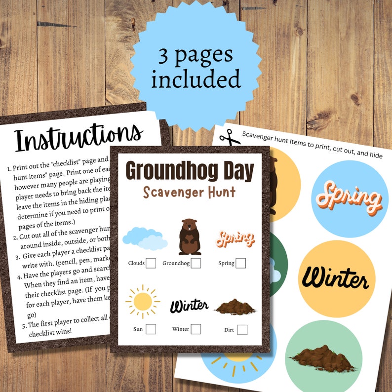 Groundhog Day Scavenger Hunt for Kids, Printable Groundhog Game for ...