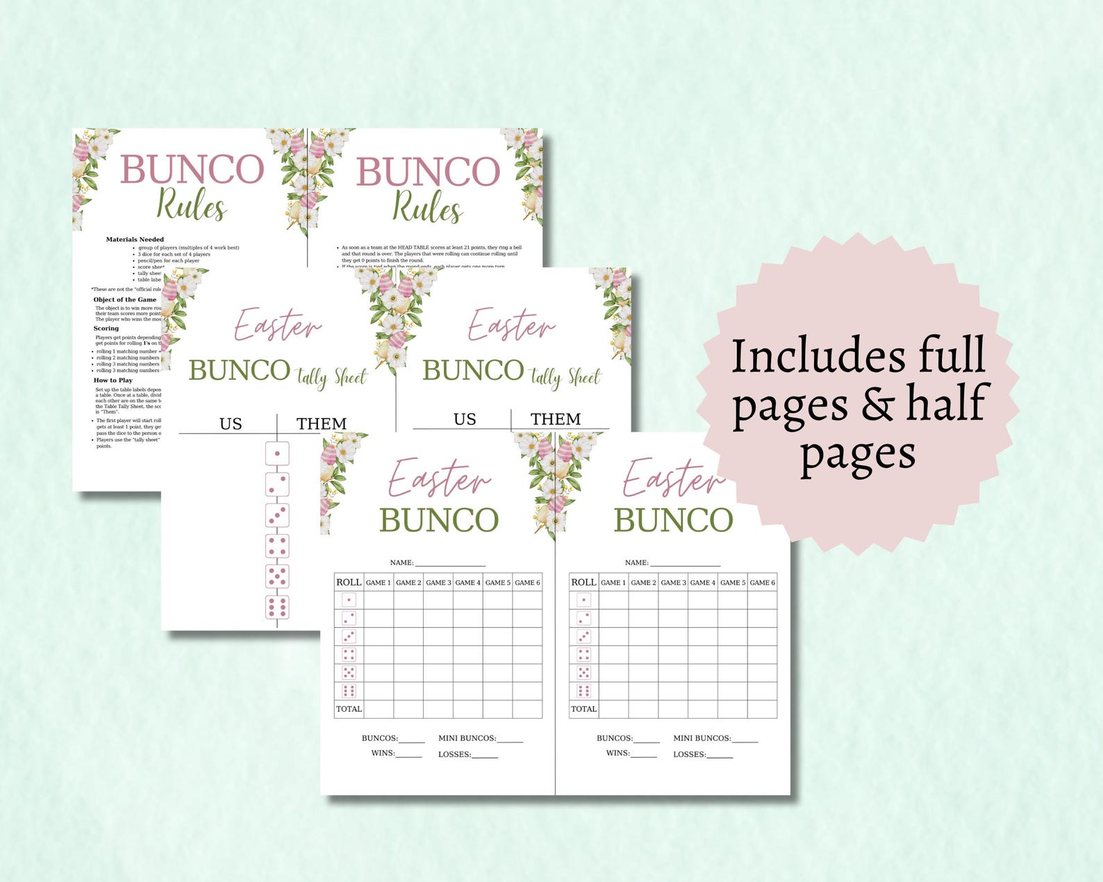 Easter Bunco Bundle, Printable Easter Party Game for Groups, Dice ...
