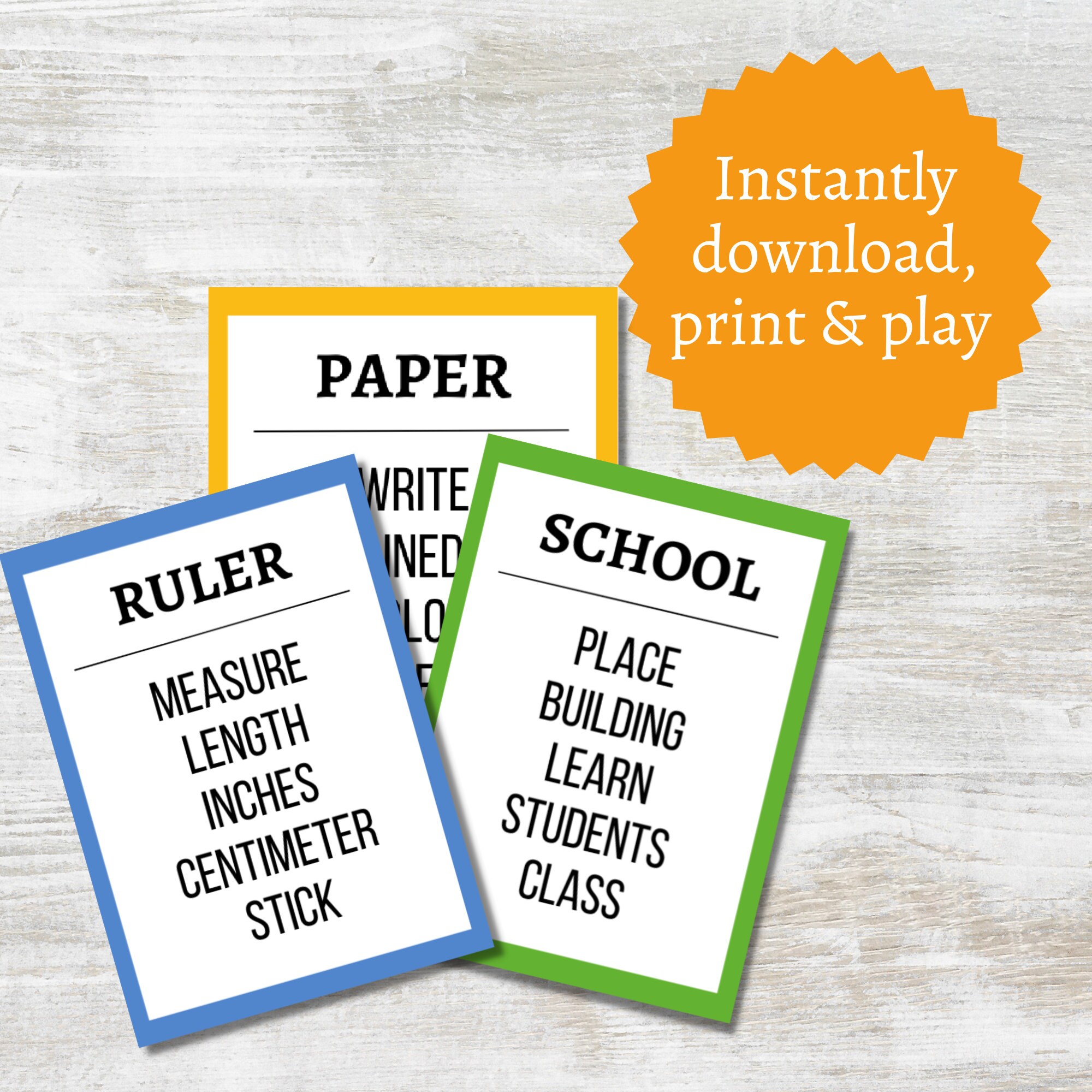 School Taboo Game, Back to School Games, Printable Games for Kids ...