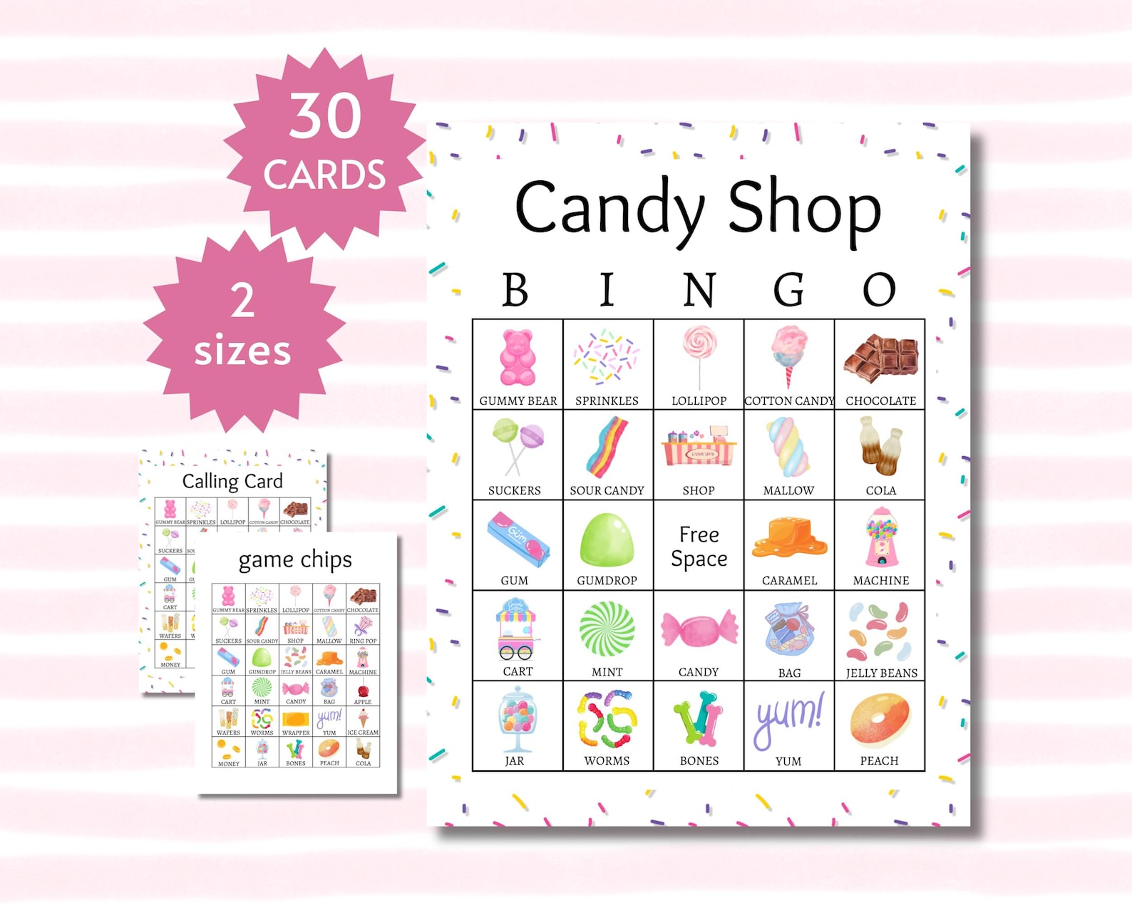 Candy Shop Bingo Cards, Printable Birthday Party Game for Kids ...