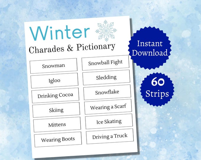 Snow Day Charades Game | Fun Printable Winter Game | Wintertime ...