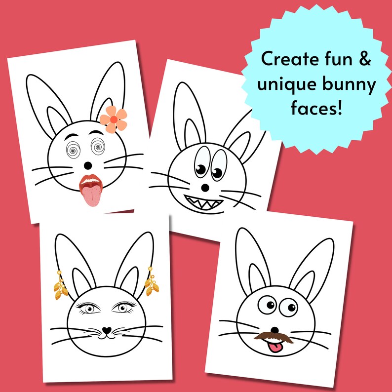 Easter Bunny Craft for Kids, Printable Build Your Own Easter Bunny Face ...