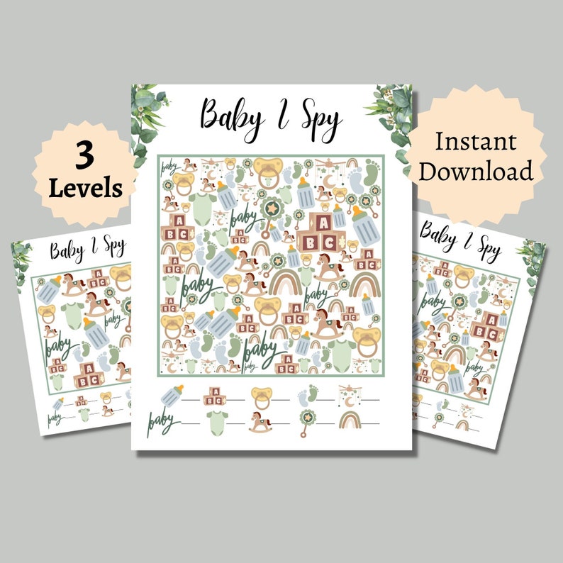 Baby I Spy Game Baby Shower Games Printable Baby Shower - Etsy