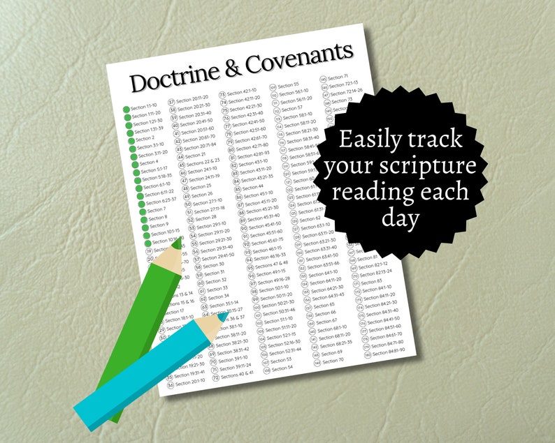 365 Days Doctrine and Covenants Reading Chart, 2025 Come Follow Me ...