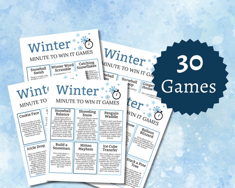 Winter Minute to Win It Games, Holiday Group Party Games for Kids ...