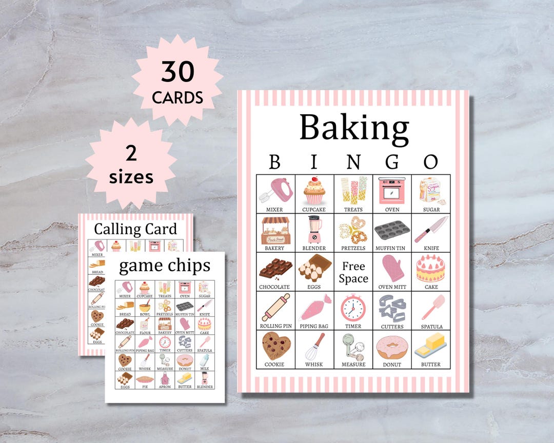 Baking Bingo Cards Bundle, Printable Baking Birthday Party Game for ...