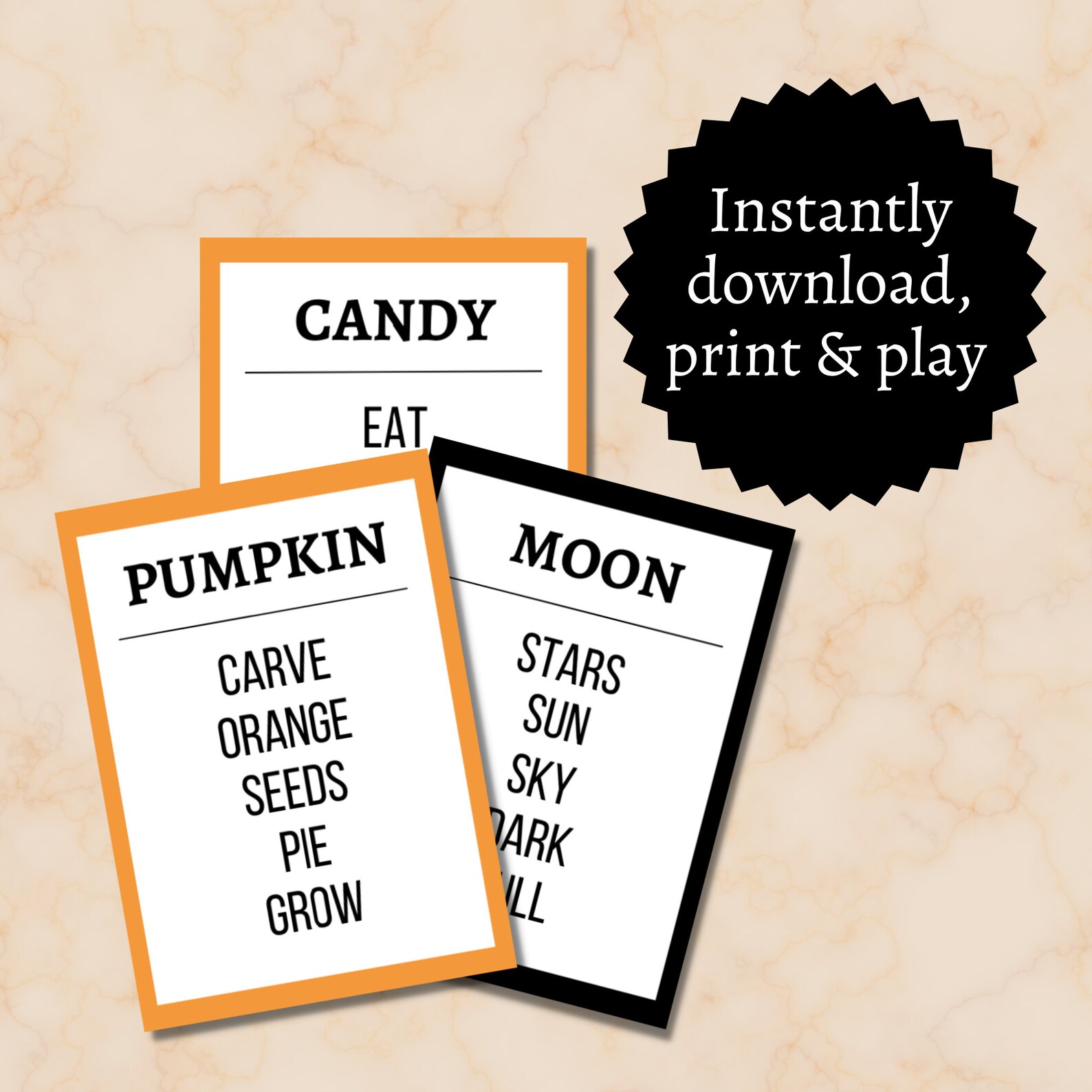 Halloween Taboo Game, Printable Halloween Party Game, October Family ...
