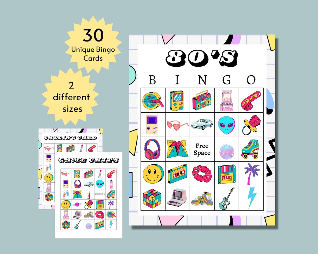 80's Bingo 80's Party Games 80s Birthday 1980's - Etsy Hong Kong