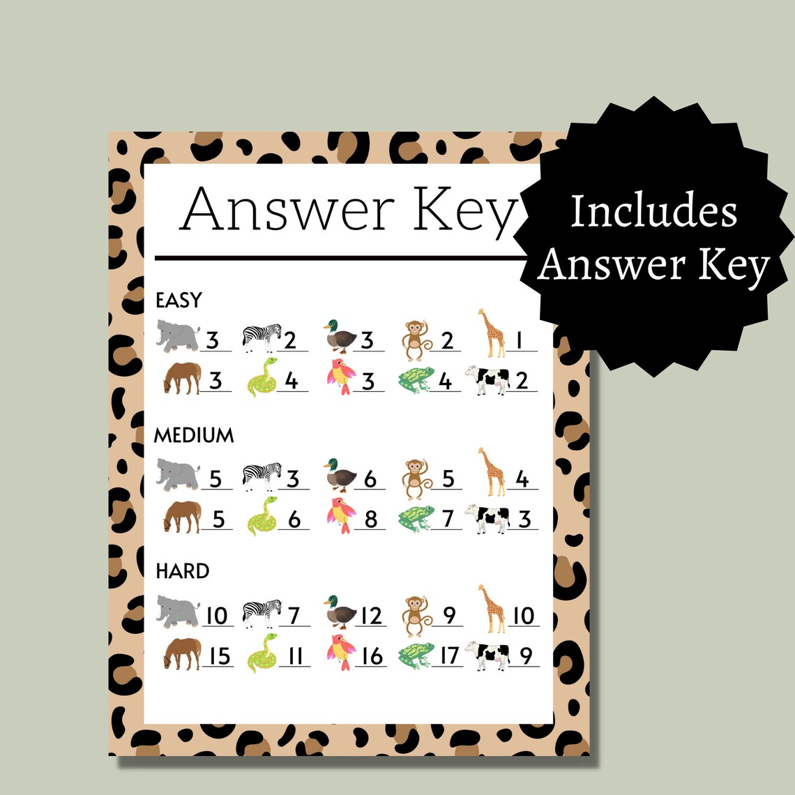 Animals I Spy Game, Animal Game for Kids, Printable Animals Learning ...