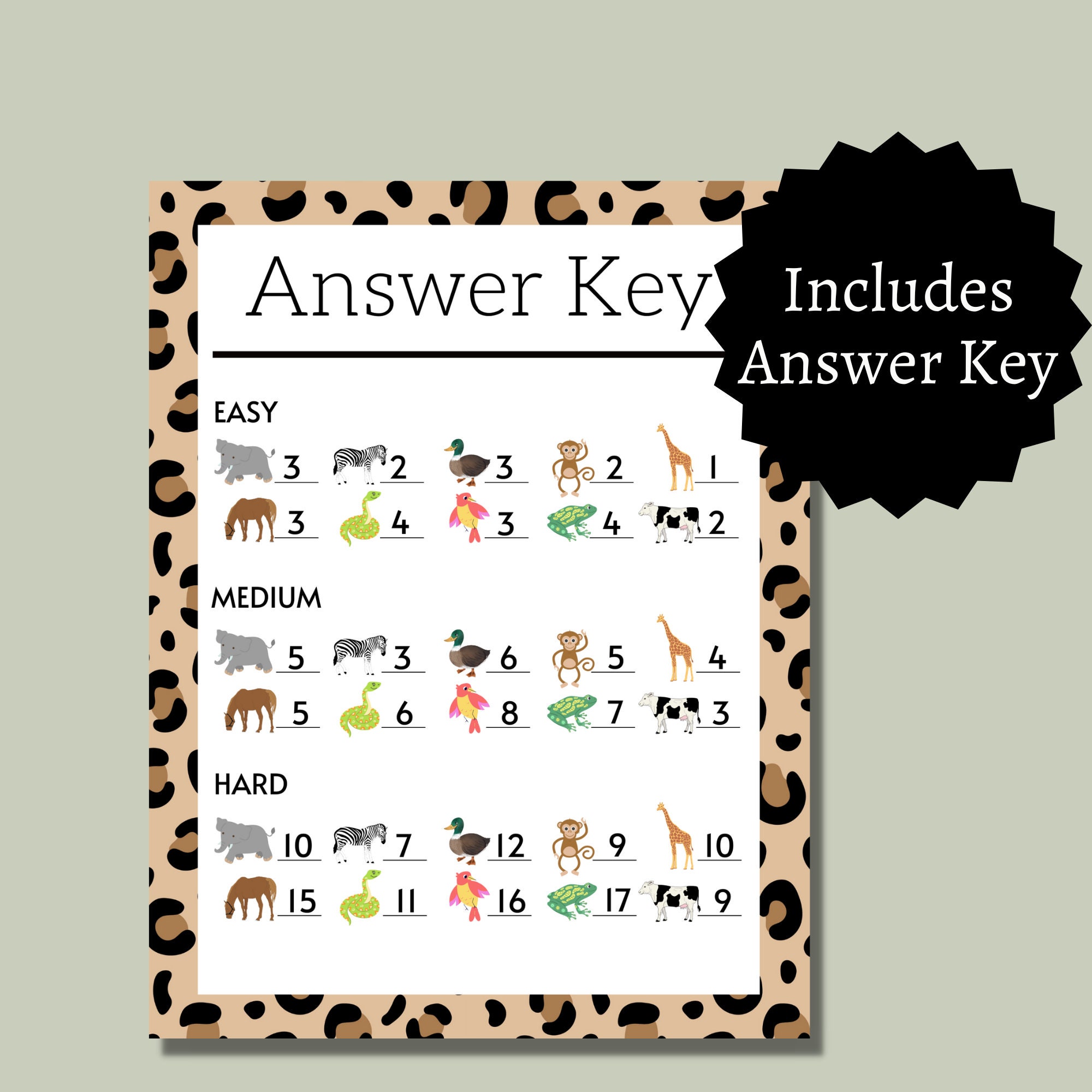 Animals I Spy Game, Animal Game for Kids, Printable Animals Learning ...