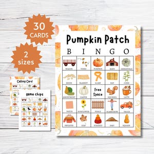 Pumpkin Patch Bingo Cards, Printable Fall Party Game for Kids, Teens ...