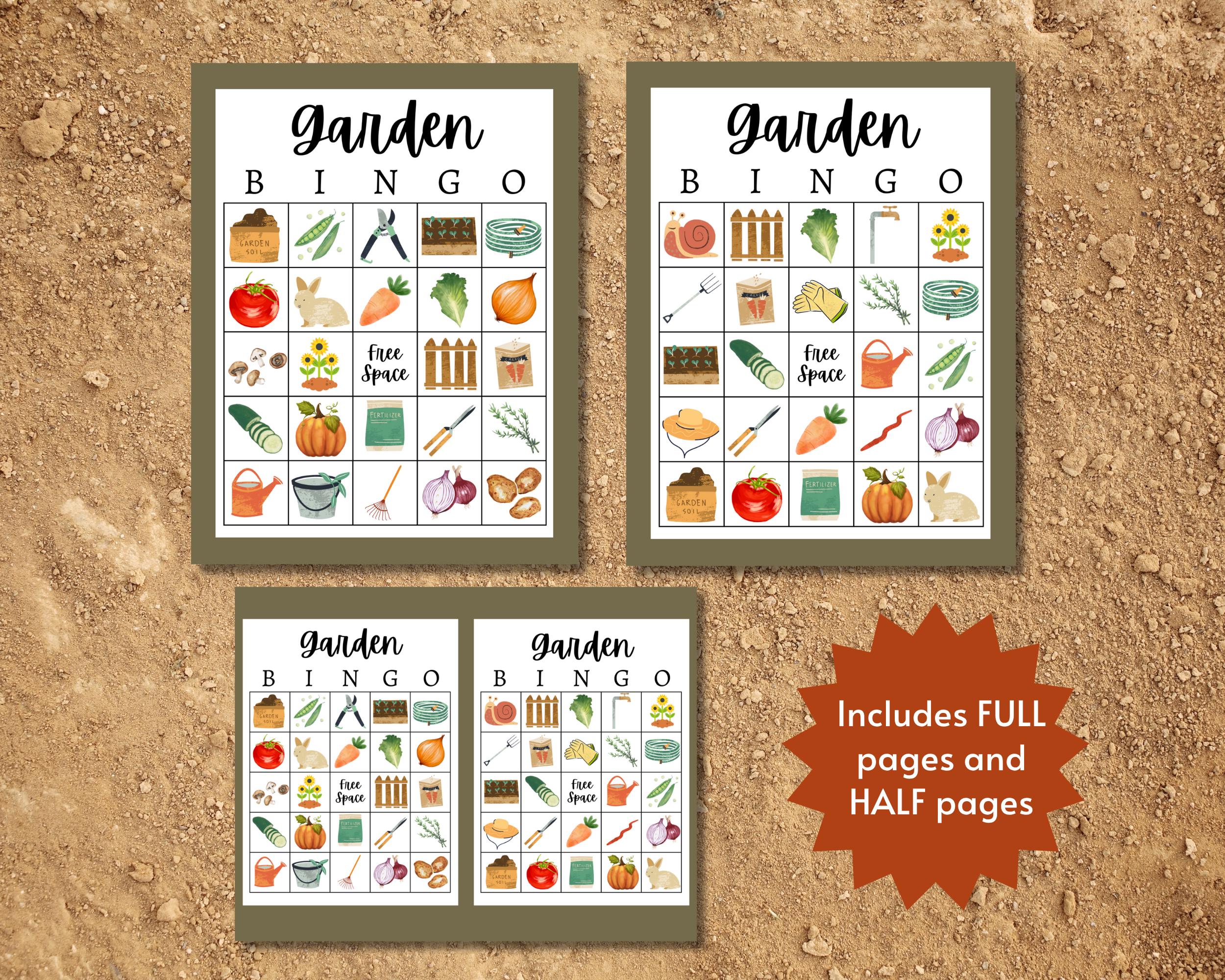 Garden Bingo Cards Bundle, Printable Gardening Party Game for Kids ...