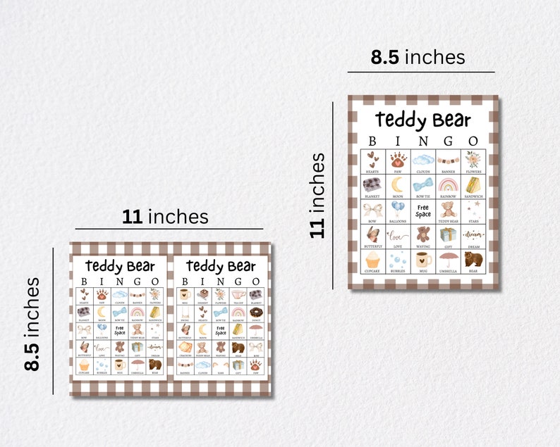 Teddy Bear Bingo Cards, Printable Baby Shower Game, Teddy Bear Birthday ...