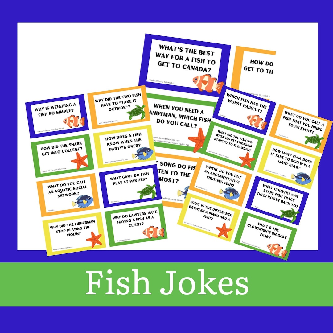 Fish Joke Cards, Printable Fishing-themed Party Activity for Kids ...