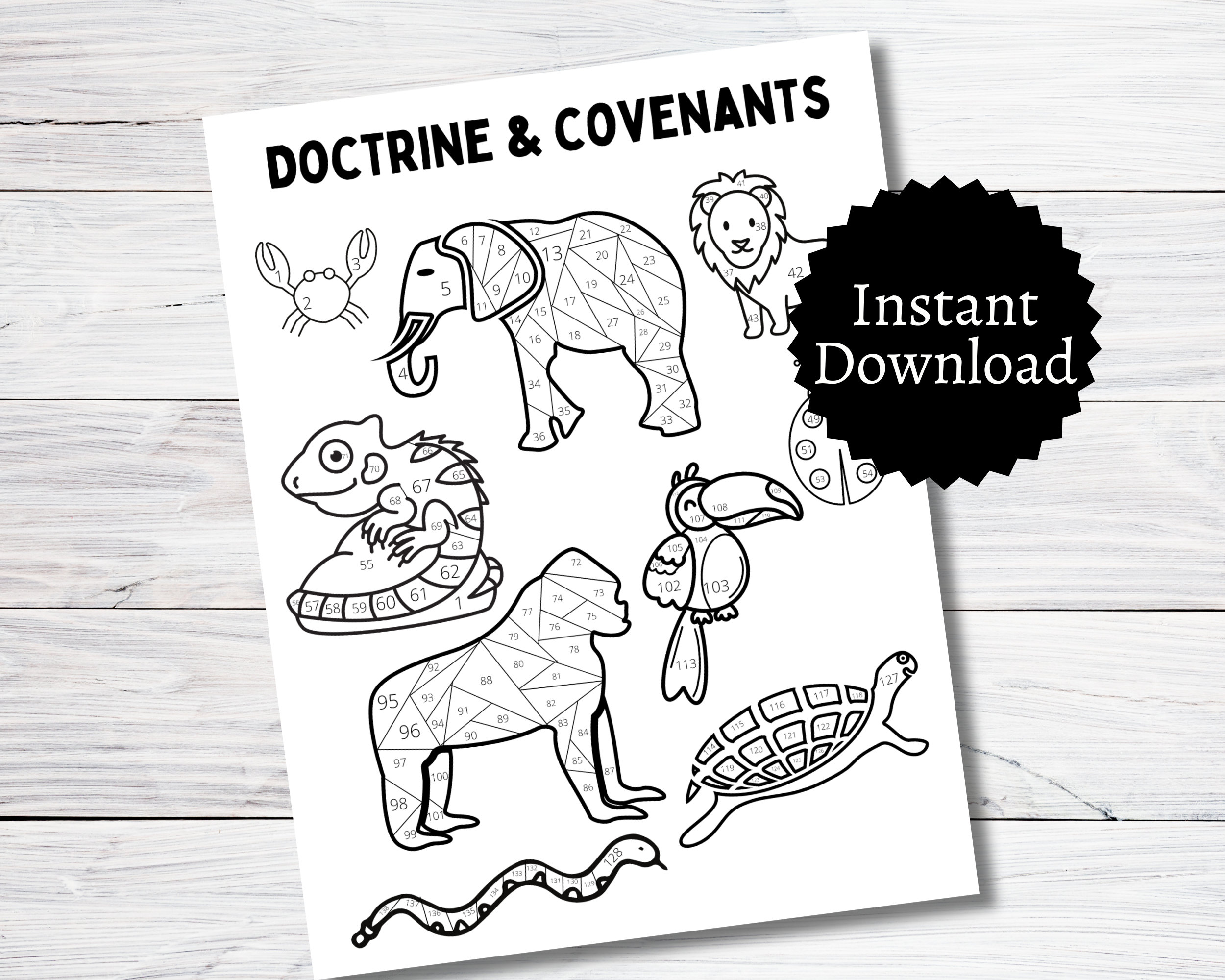 Doctrine and Covenants Reading Chart for Kids, Color by Number ...
