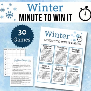 Winter Minute to Win It Games, Holiday Group Party Games for Kids ...