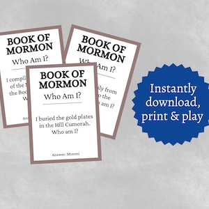 Book of Mormon Who Am I Trivia Cards, Printable Latter-day Saints Party ...