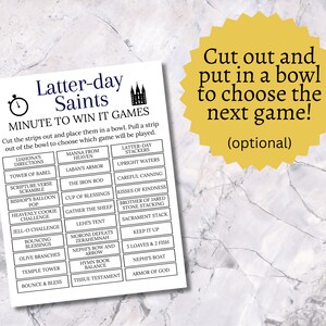 Latter Day Saints Minute to Win It, LDS Games, LDS Printables, LDS ...