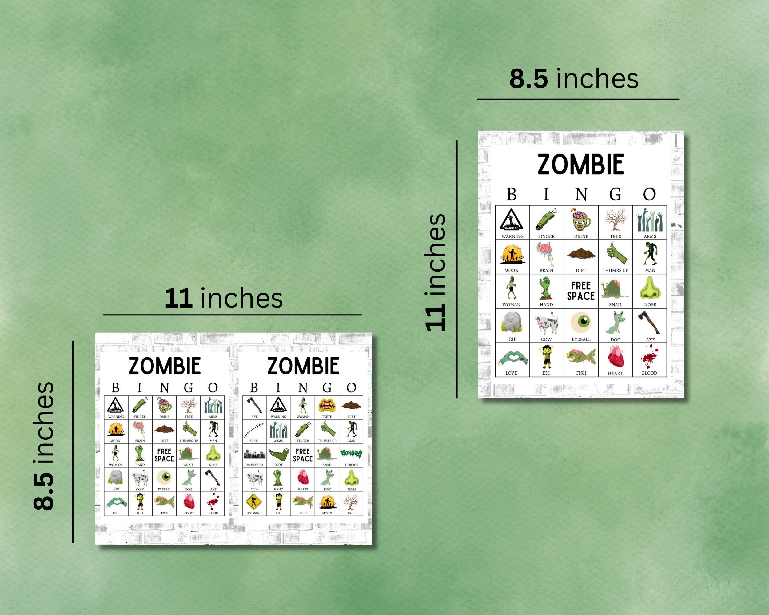 Zombie Bingo Cards, Printable Halloween Party Game, Spooky Activity for ...