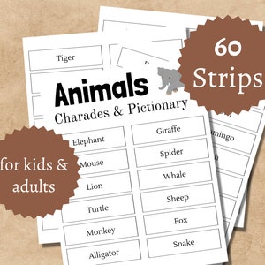 Animal Charades Pictionary Game: Zoo Party Activity (PDF Download) - Etsy
