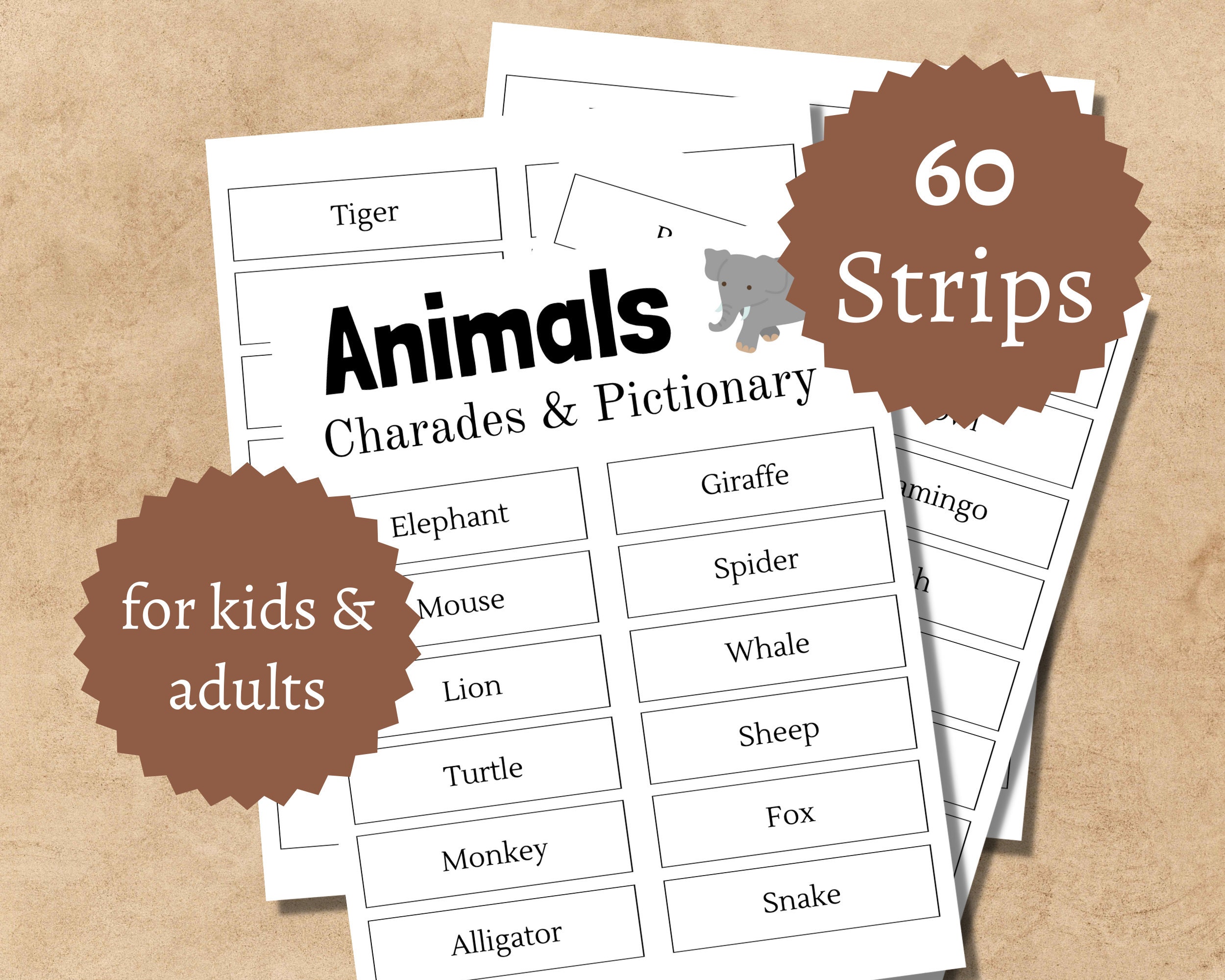Animal Charades Pictionary Game: Zoo Party Activity (PDF Download) - Etsy
