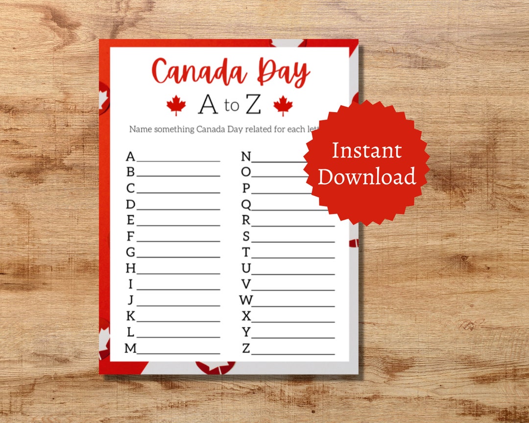 Canada Day A-Z Trivia Game, Printable Dominion Day Activity for Kids ...