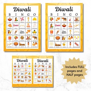 Diwali Bingo Cards Bundle, Printable Hindu Festival Party Game for Kids ...