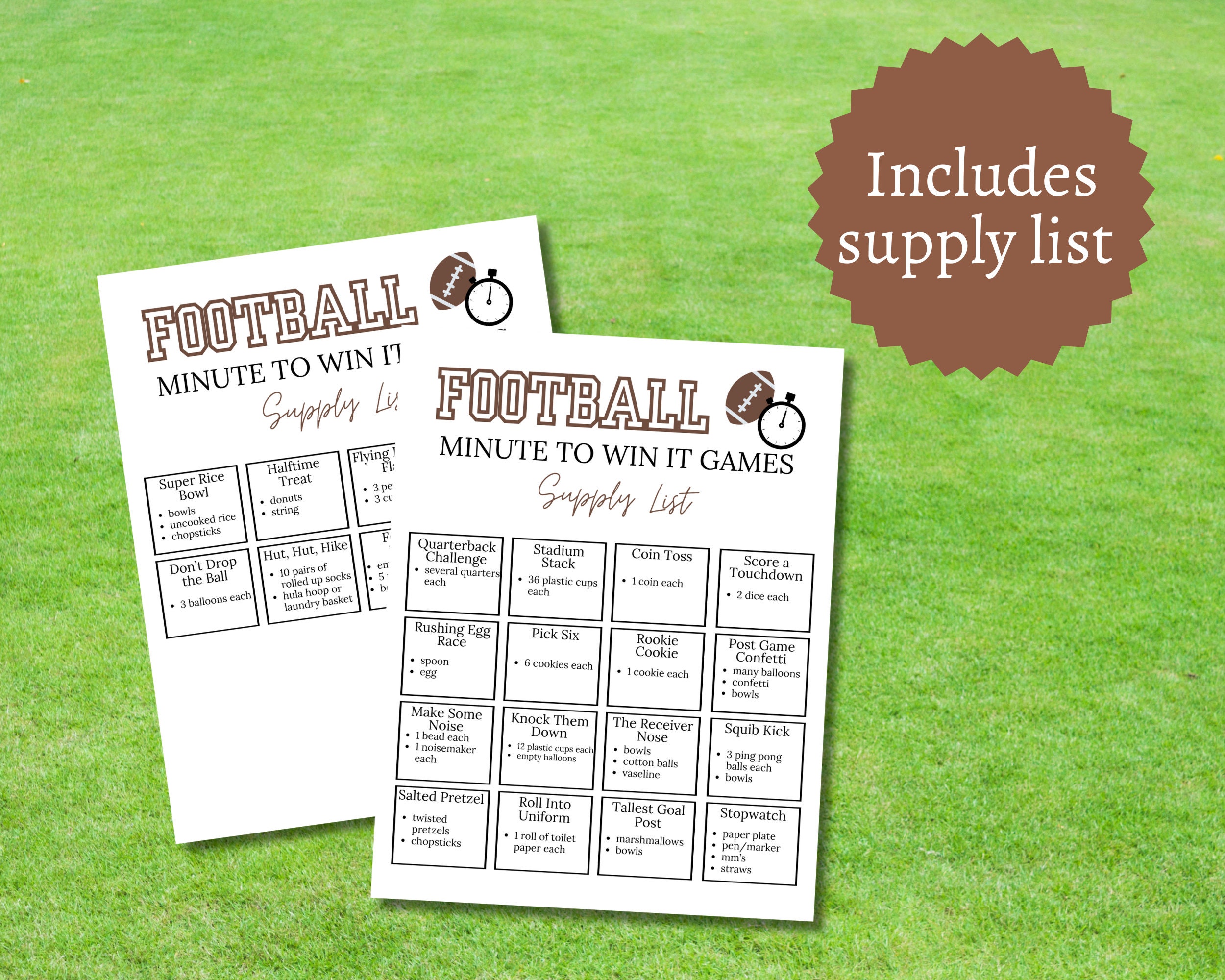 Football Minute to Win It Games, Printable Football Party Game ...