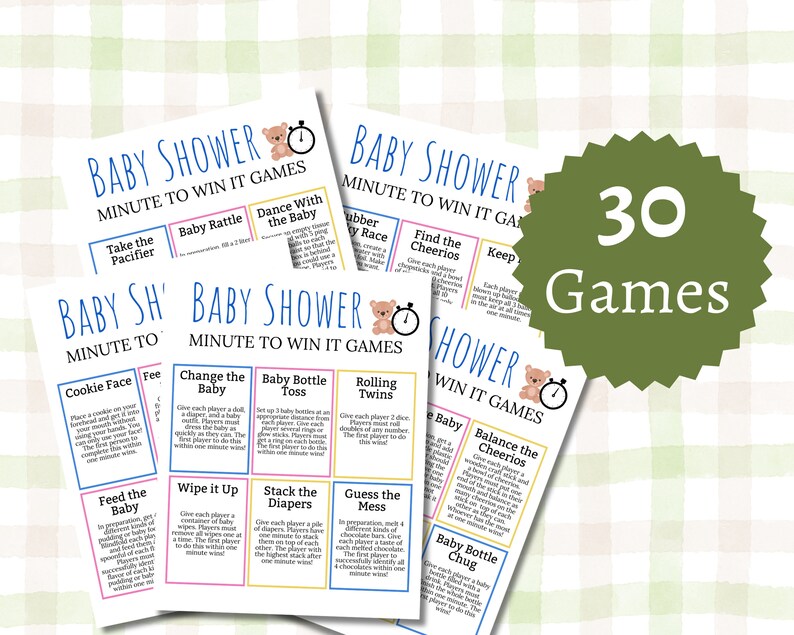 Baby Shower Minute to Win It, Printable Baby Shower Games for Kids ...