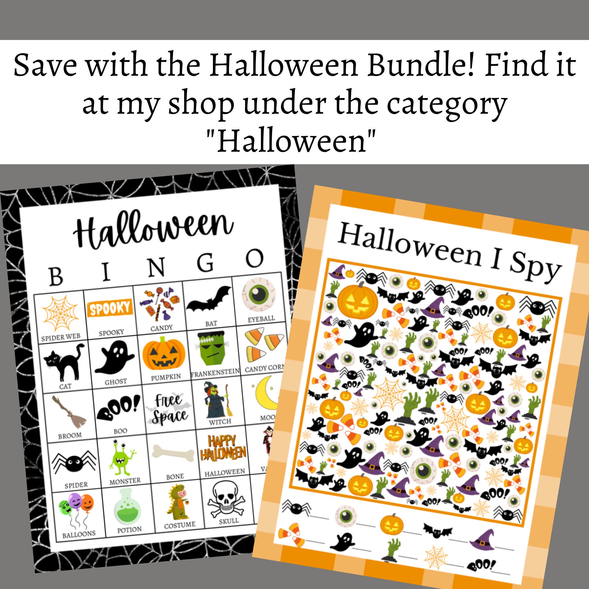 Halloween Bingo Cards, Printable Halloween Party Game for Kids, Teens ...