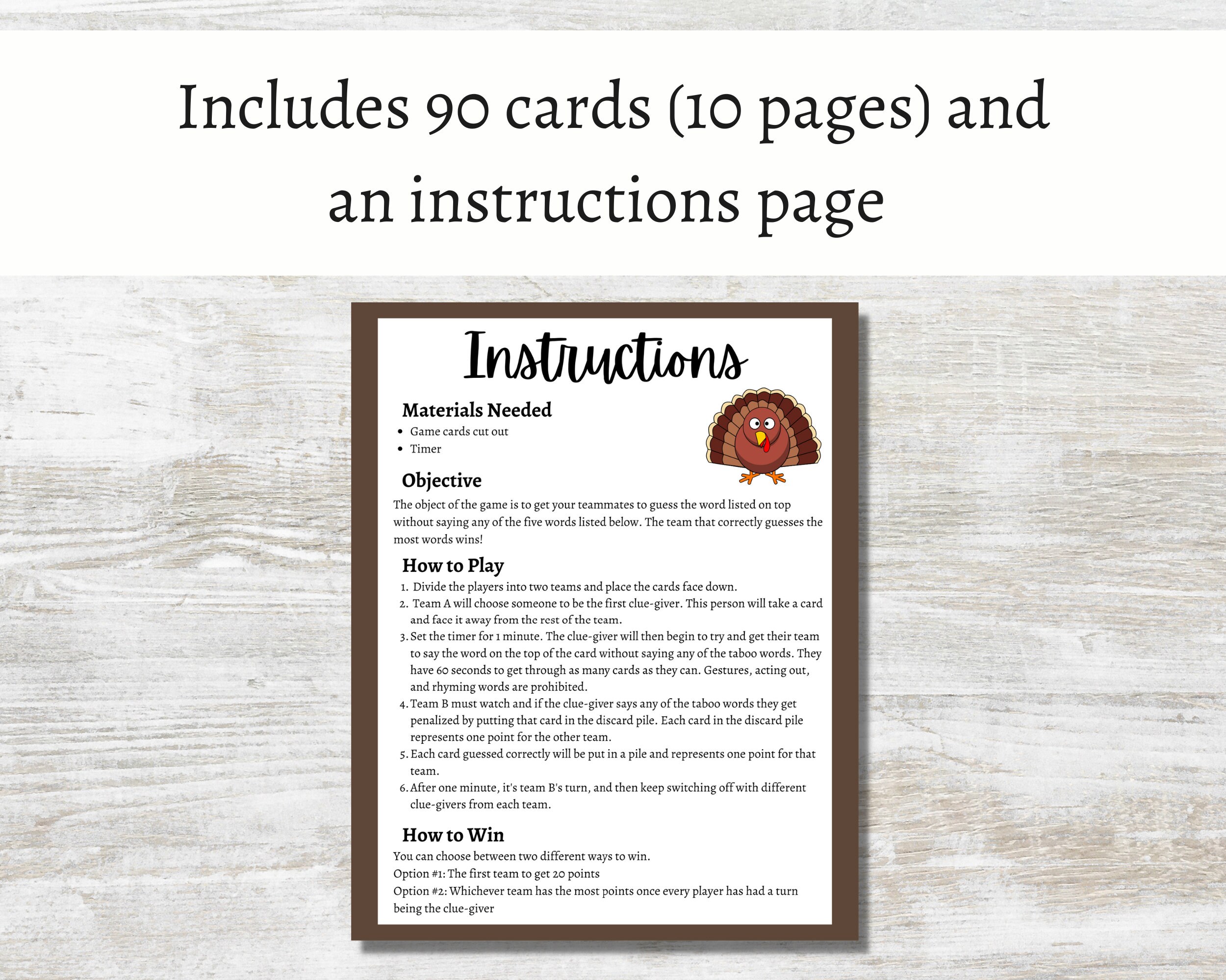 Thanksgiving Taboo Game, Printable Fall Activity, Thanksgiving Party ...