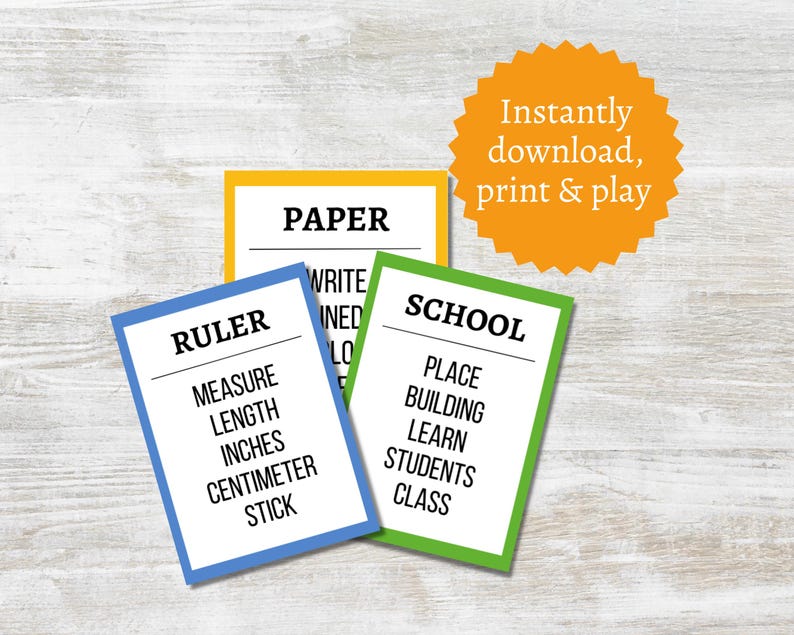 School Taboo Game, Classroom Party Game for Kids, Teens, and Adults ...