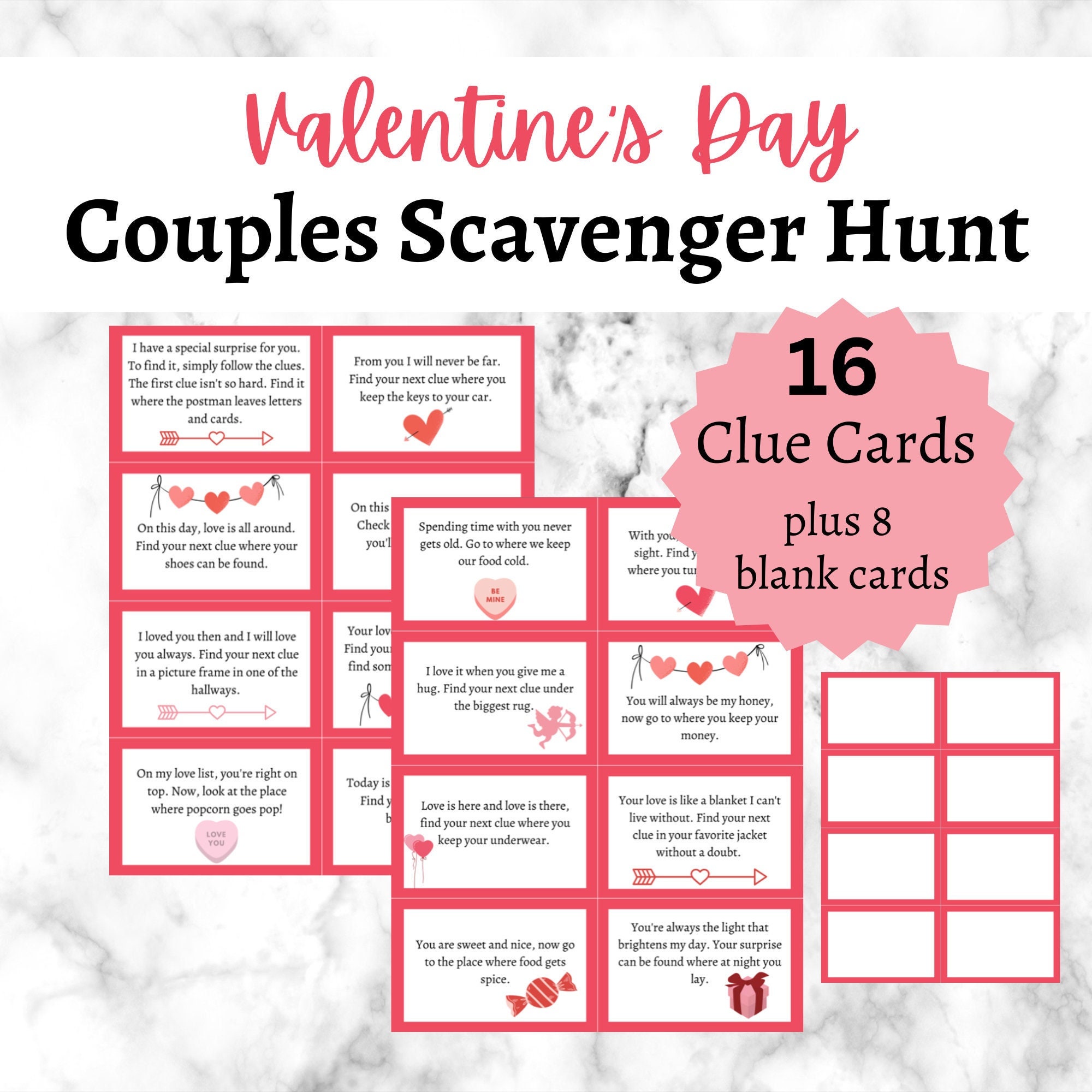Valentine's Day Couples Scavenger Hunt, Printable Romantic Treasure ...