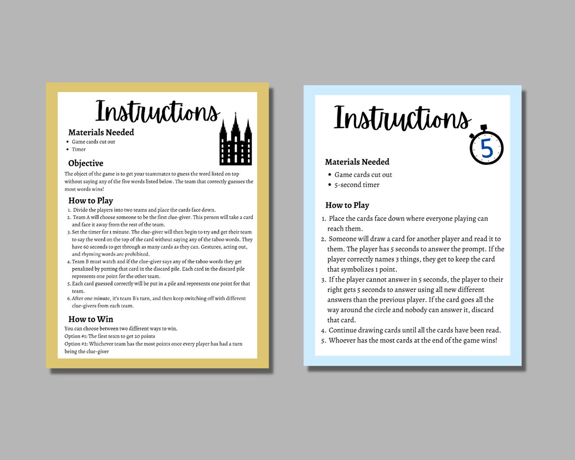 LDS Games Bundle, Printable LDS Games, Latter Day Saint Games, Book of ...