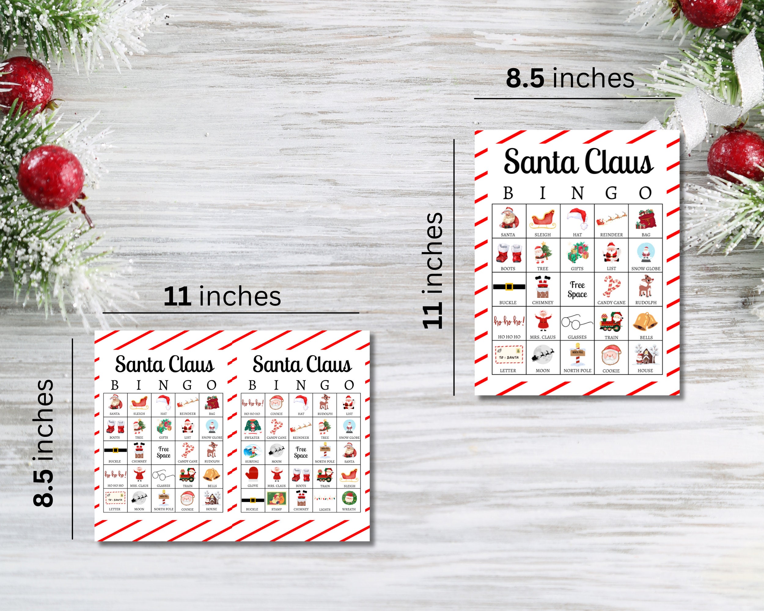Santa Claus Bingo Cards, Christmas Party Game for Kids, Teens, and ...